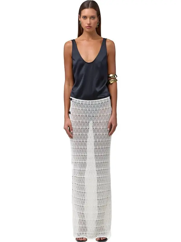SAME Keyhole Crochet Maxi Skirt - Cream