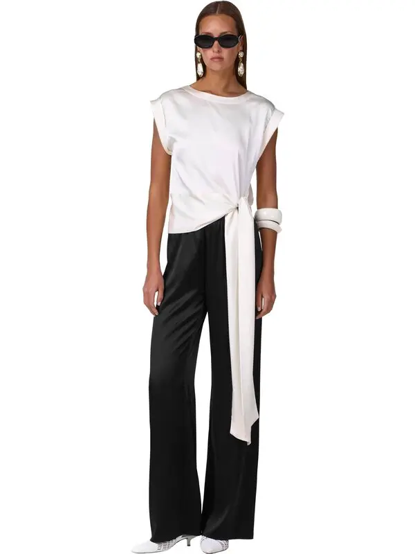SAME Silk Tie Top - Cream