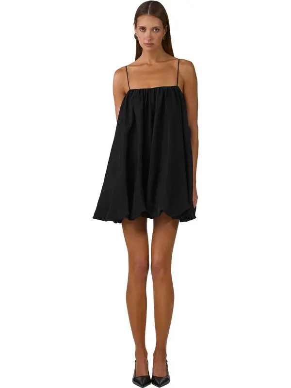 SAME Bubble Mini Dress With Adjustable Straps - Black