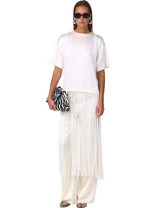 SAME Silk Fringe Tee - Cream