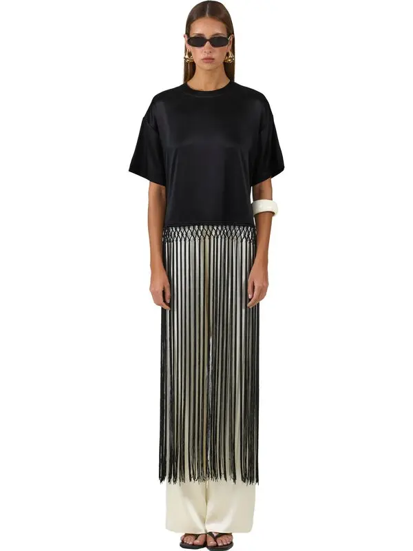 SAME Silk Fringe Tee - Black