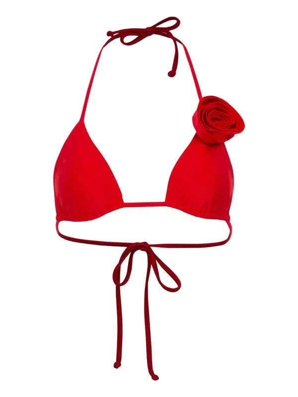 SAME LOS ANGELES Rosette Triangle Top With Adjustable Ties - Scarlet Red/red