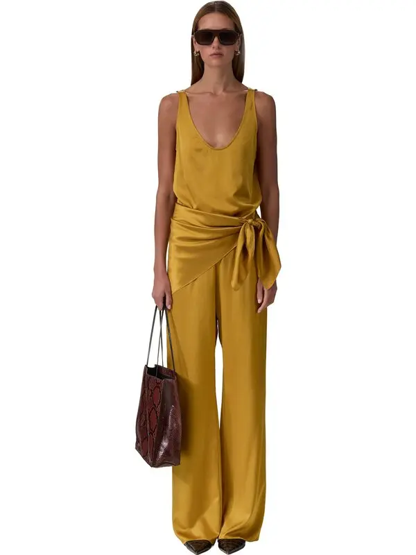 SAME Silk Wide Leg Pants - Bronze