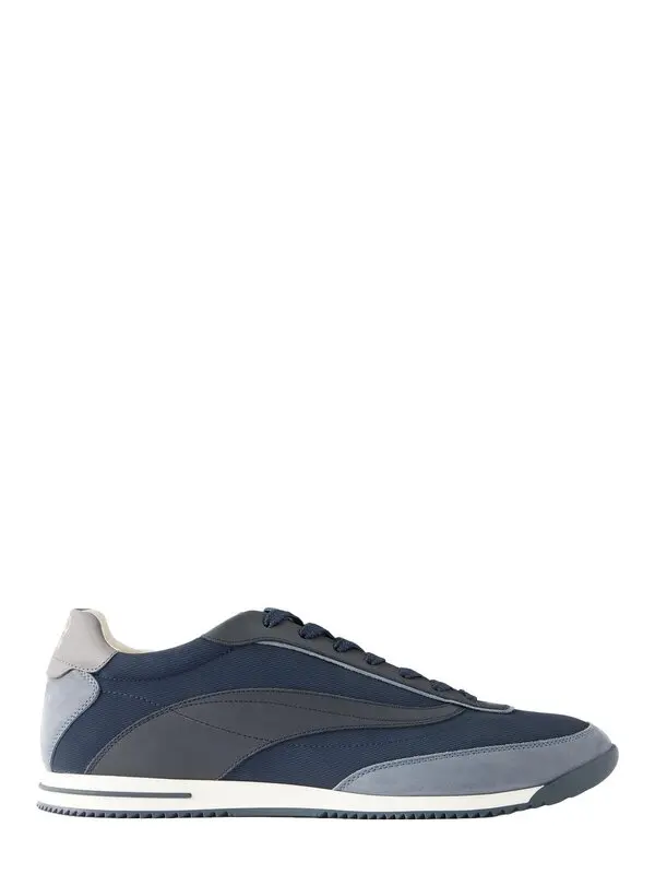 Brunello Cucinelli Suede And Leather-trimmed Shell Sneakers - Blue