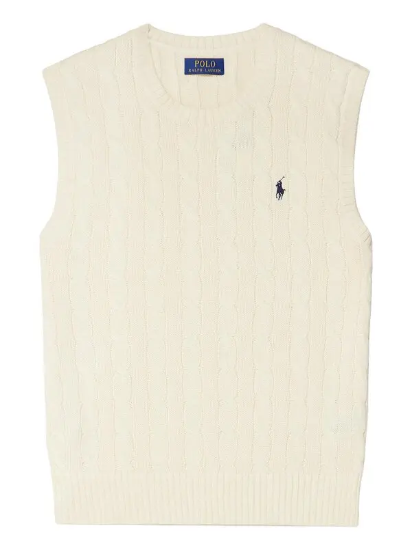 Polo Ralph Lauren Logo-embroidered Cable-knit Cotton Vest - Neutrals