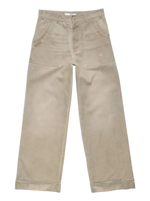 Acne Studios Distressed Wide-leg Twill Trousers - Camel Beige