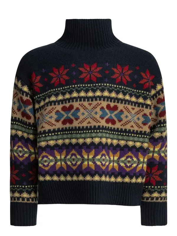 Polo Ralph Lauren Wool And Cashmere Fair Isle Turtleneck Sweater - Navy Multi