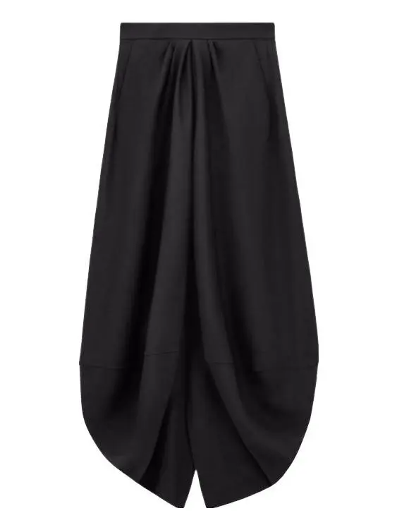 Giorgio Armani Draped Midi Skirt - Black