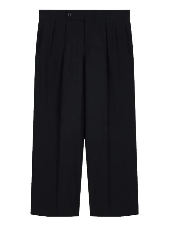 Giorgio Armani Pleated Wide-leg Trousers - Black