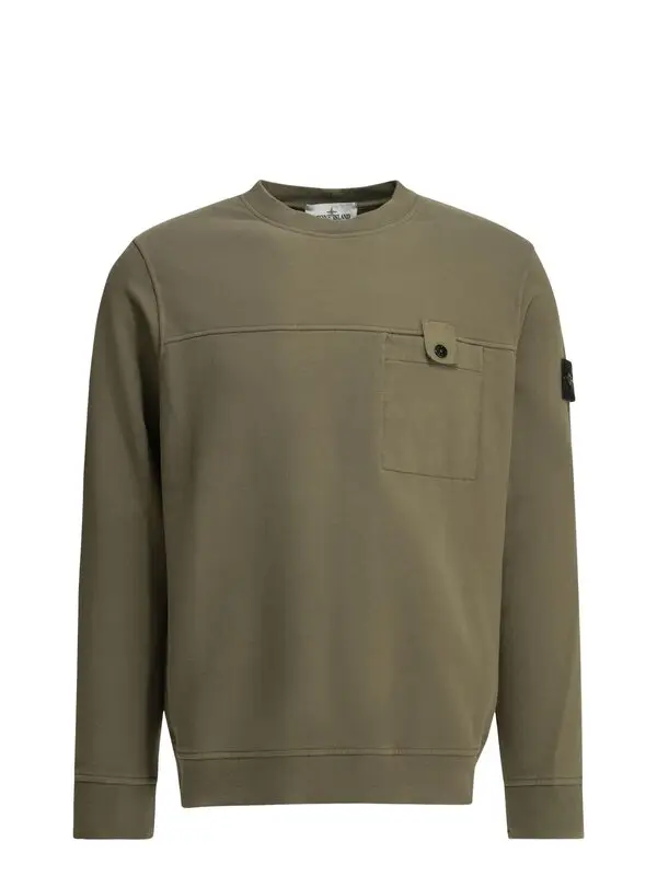Stone Island Logo-patch Chest-pocket Sweatshirt - Green