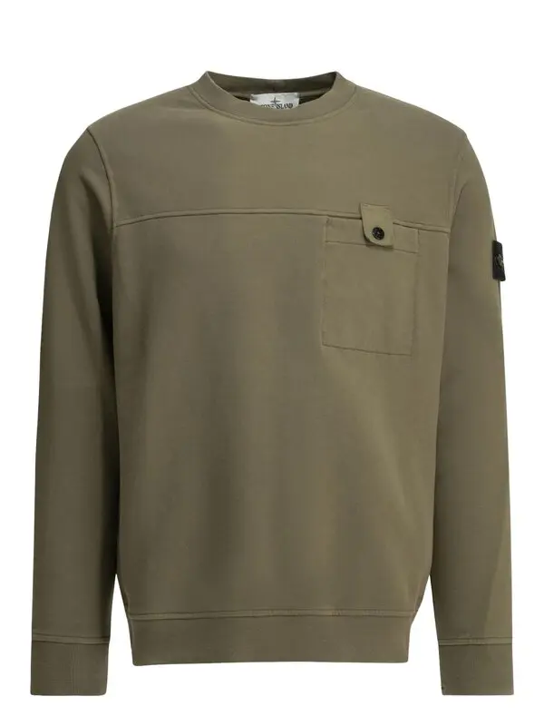 Stone Island Logo-patch Chest-pocket Sweatshirt - Green