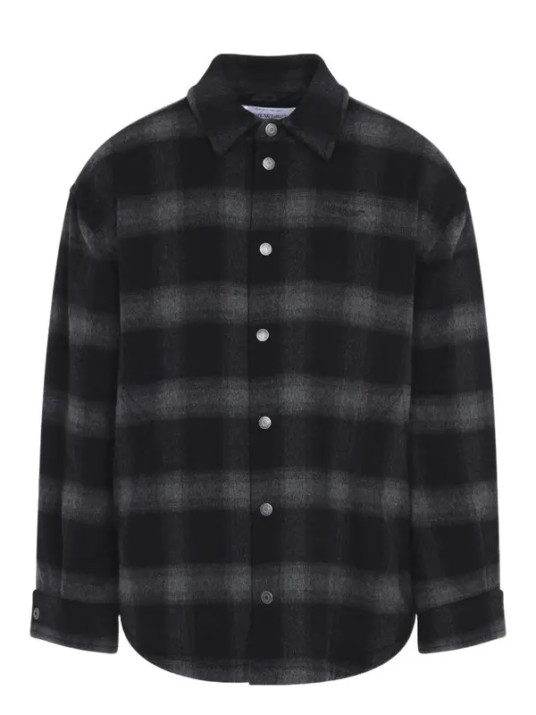 Off-White Plaid Shirt Jacket - Black