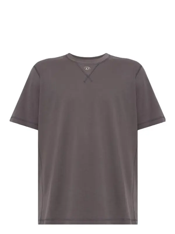 DIESEL® Logo-plaque Topstitched T-shirt - Black