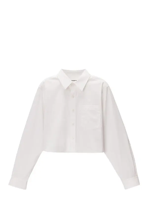 Alexander Wang Cropped Logo-embroidered Shirt - White