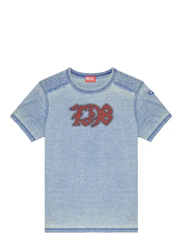 DIESEL® Burnout T-shirt With D78 Print - Light Blue