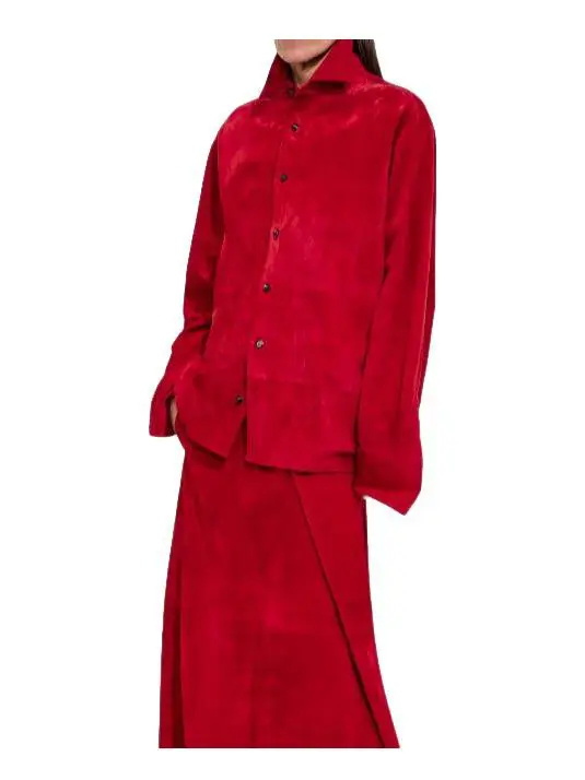 Bottega Veneta Suede Leather Shirt - Red