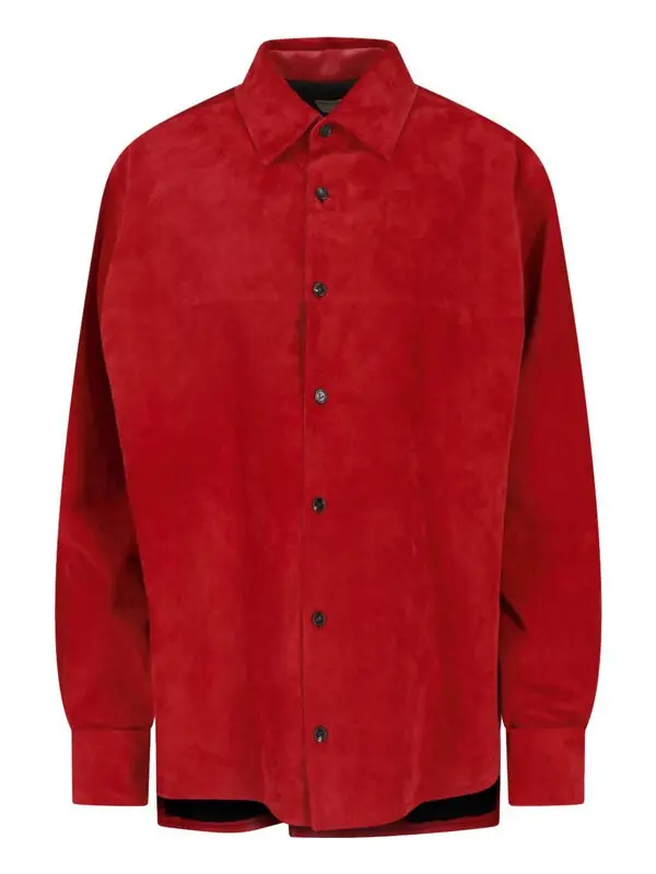 Bottega Veneta Suede Leather Shirt - Red