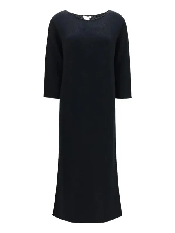 THE ROW Boat Neck 3/4 Sleeve Dress - Black