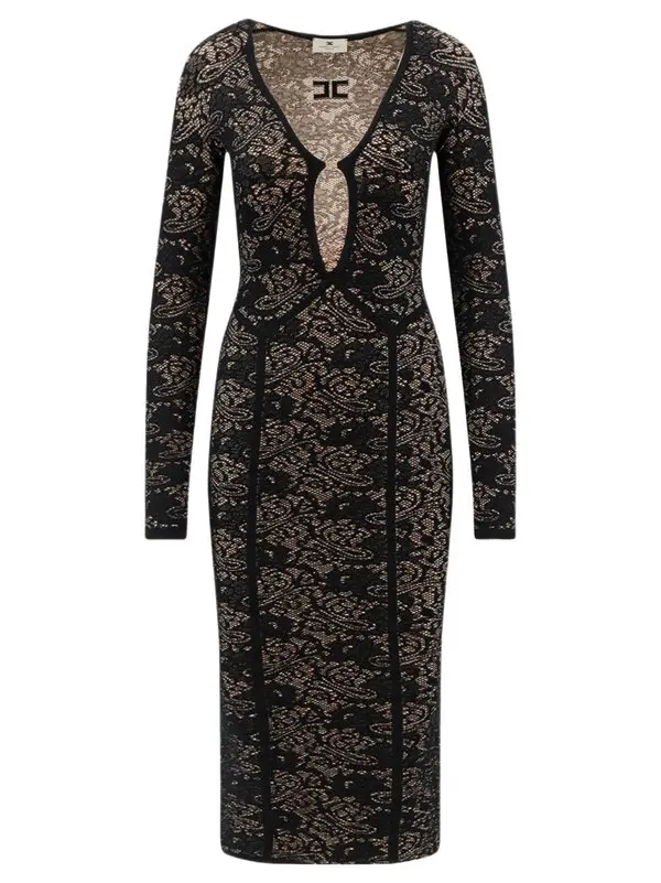 Elisabetta Franchi Long Sleeved Cut-out Midi Dress - No
