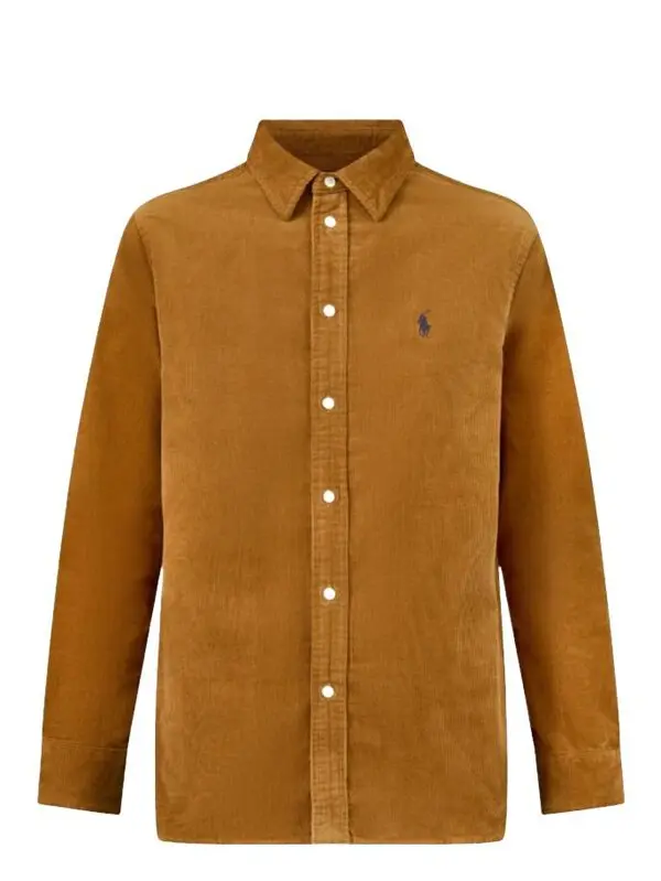 Polo Ralph Lauren Corduroy Long Sleeve Shirt With Embroidered Pony Logo - Brown