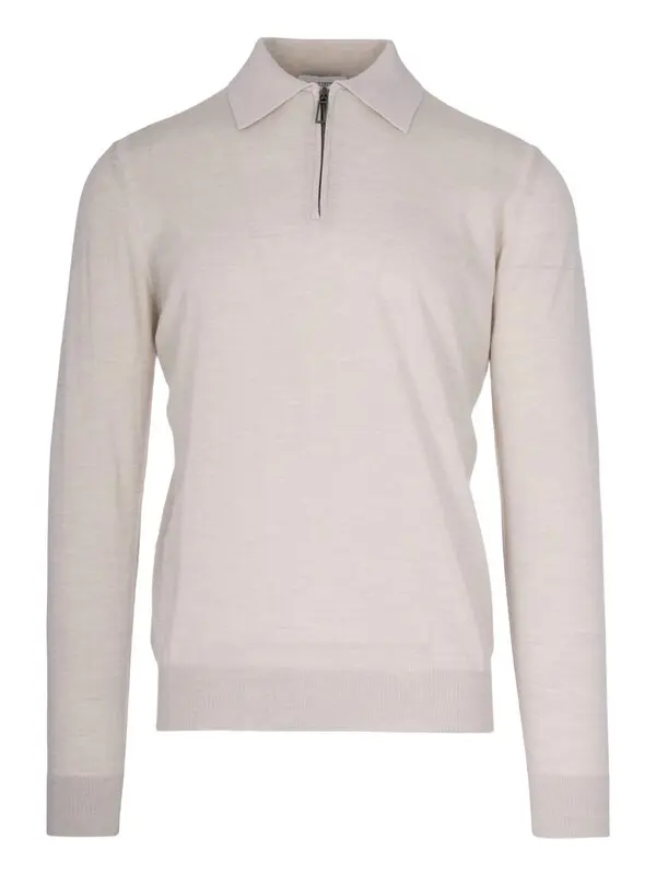 PAOLO PECORA Long-sleeve Quarter Zip Sweater - White