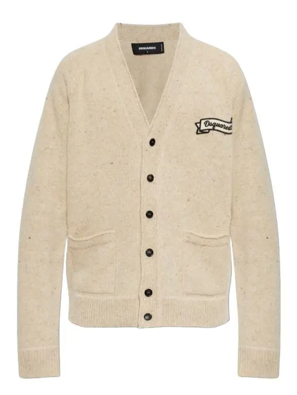 Dsquared2 Logo Patch V-neck Cardigan - Light Brown