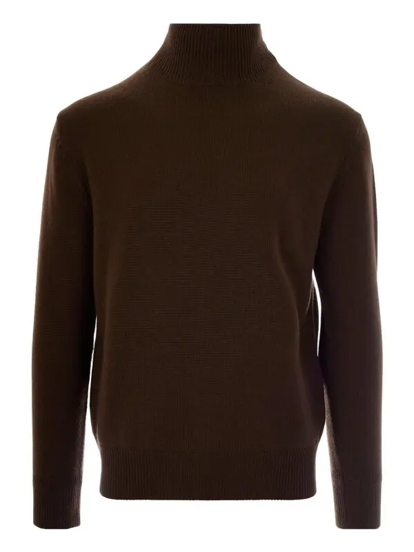 PAOLO PECORA Long-sleeved High Neck Sweater - Black