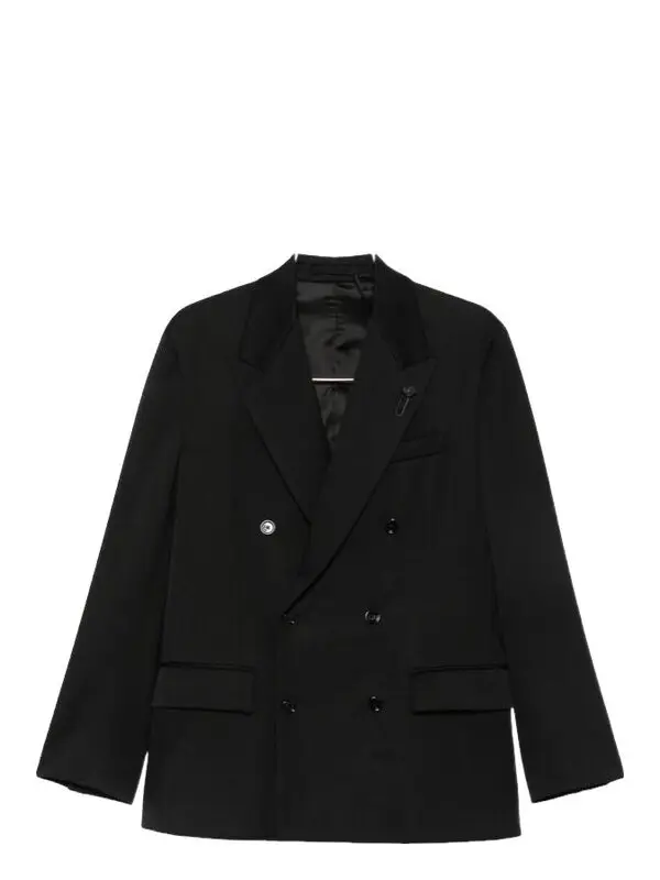 LARDINI Double-breasted Suit Jacket - Black