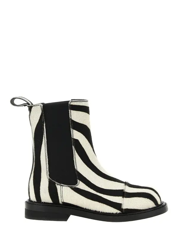 Moschino Zebra Print Ankle Boots - White/black