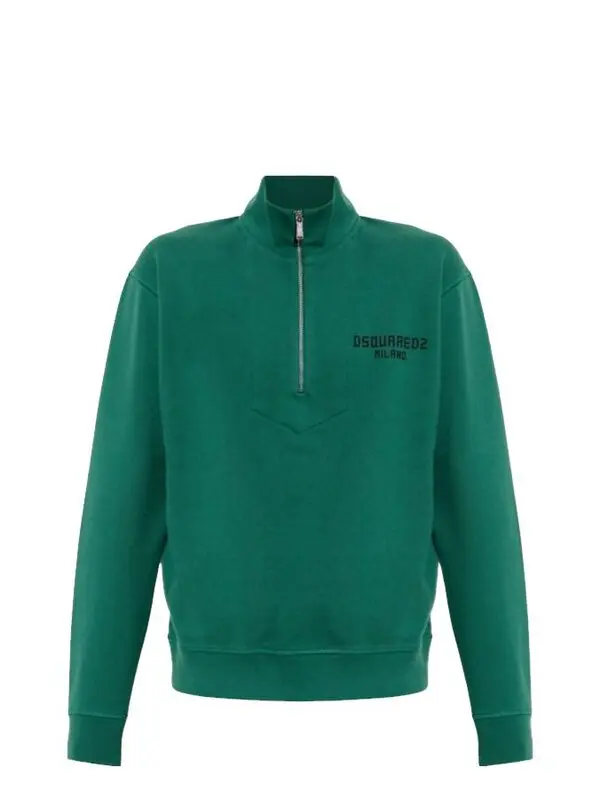 Dsquared2 Long-sleeve Sweatshirt With Half-zip Closure - Green