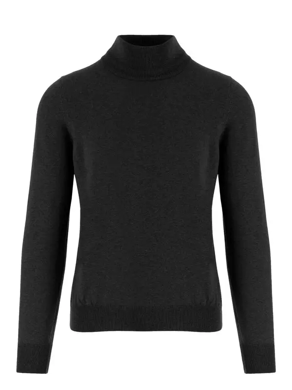 Tagliatore Long-sleeved High Neck Ribbed Knit Sweater - Black