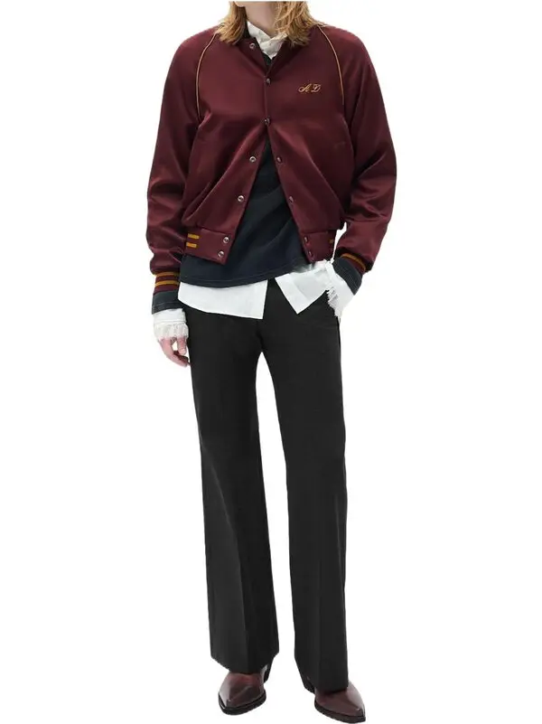 ANN DEMEULEMEESTER Embroidered Bomber Jacket - Reddish Brown