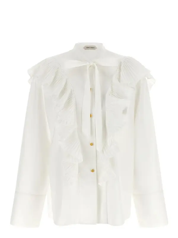 Alberta Ferretti Pleated Ruffle Shirt - White