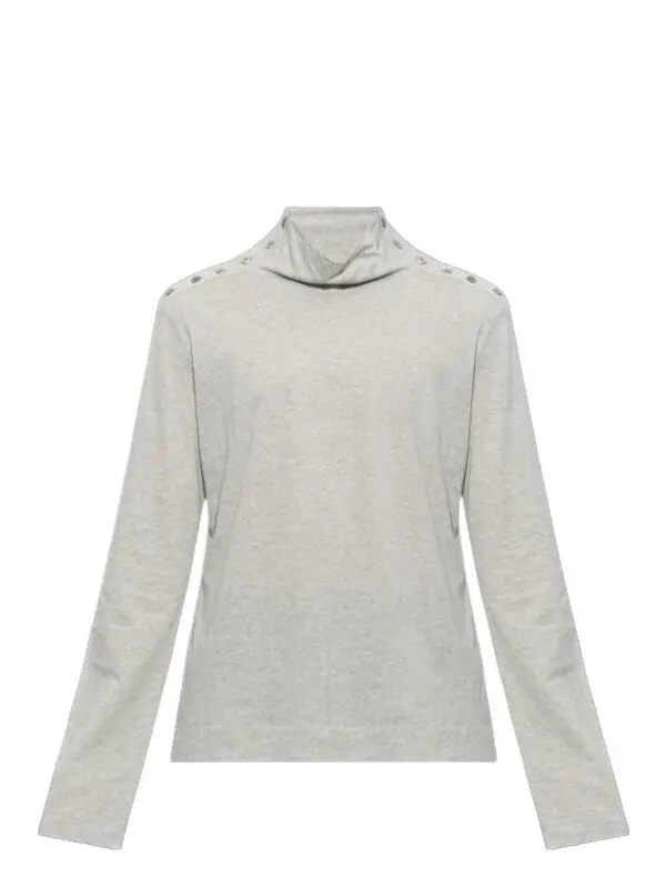 Dries Van Noten High-neck Long-sleeved Knitwear With Button Detailing - Grey