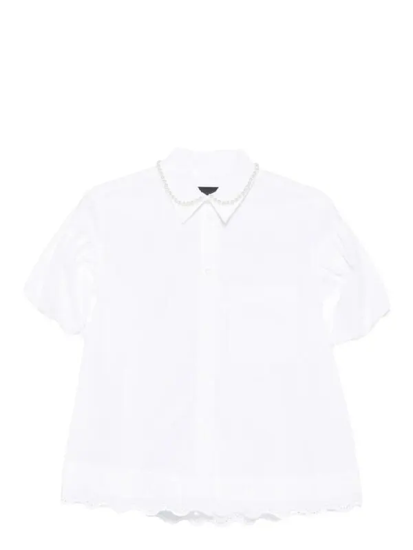 Simone Rocha Short-sleeved Shirt With Broderie-anglaise Hem - No