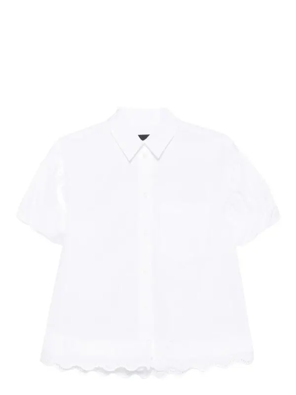Simone Rocha Scalloped-hem Puff-sleeve Shirt - White