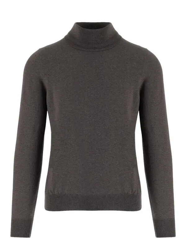 Tagliatore Long-sleeved High Neck Ribbed Knit Sweater - Black