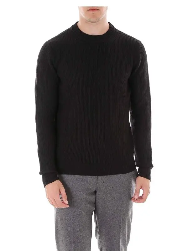 ROBERTO COLLINA Ribbed Knit Sweatshirt - Black