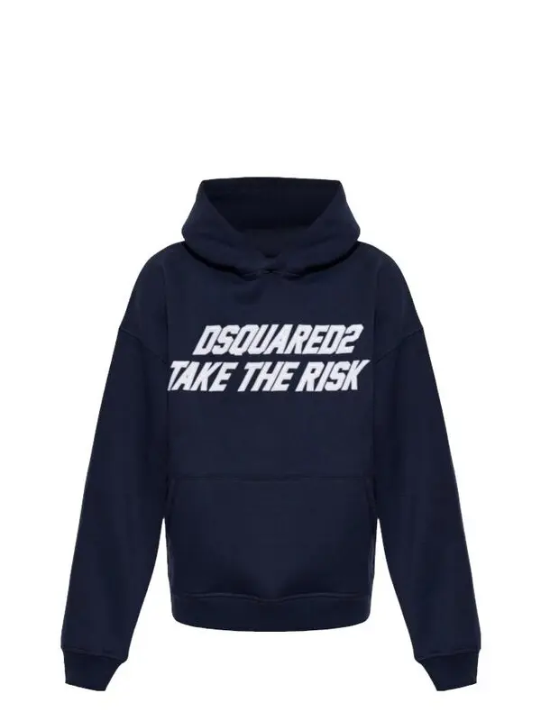 Dsquared2 Relaxed-fit Slogan Print Hoodie - Navy Blue