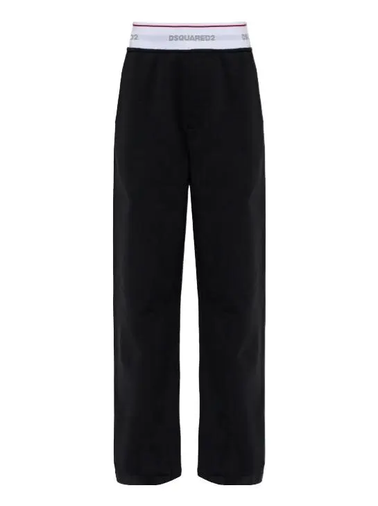 Dsquared2 Wide Leg Elastic Waist Trousers - Black