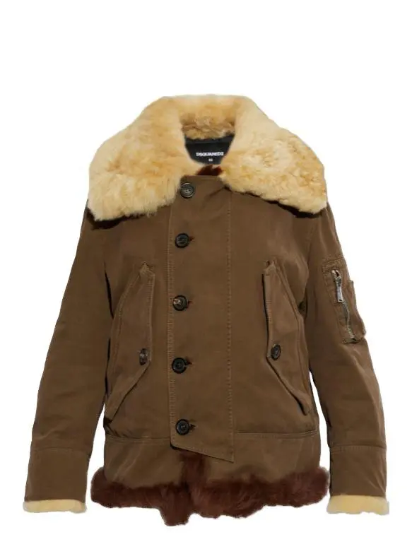 Dsquared2 Fur-trimmed Bomber Jacket - Brown