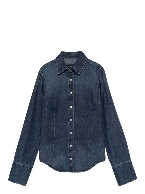 7 For All Mankind Long-sleeved Shirt With Classic Collar - Blue