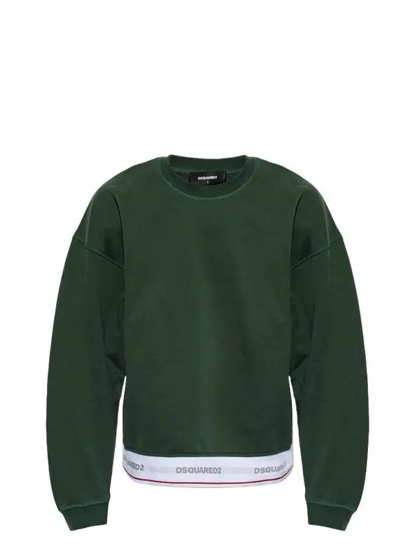Dsquared2 Long Sleeve Crewneck Sweatshirt With Logo Hem - Green