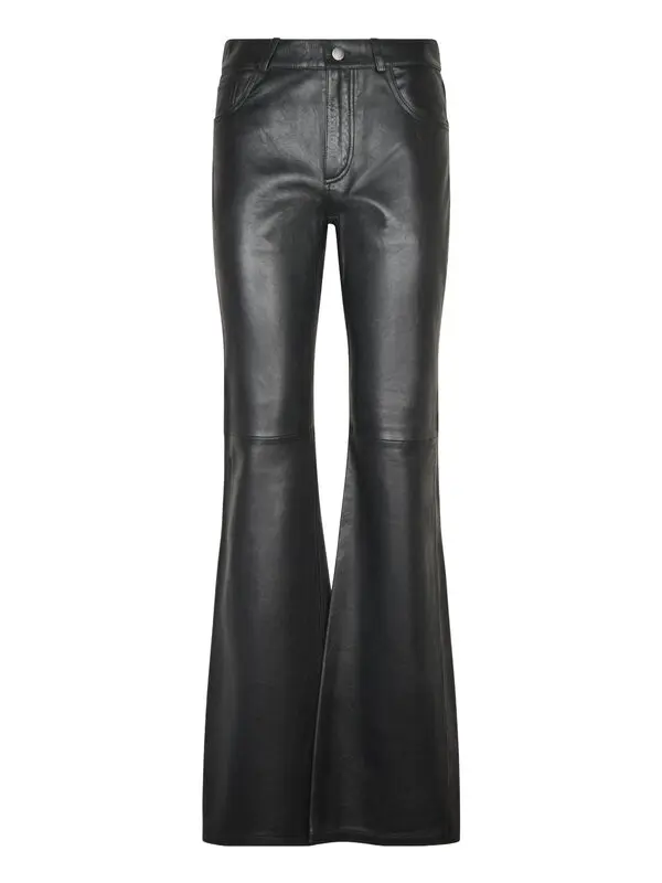 HAIKURE Leather Flare Trousers - Black