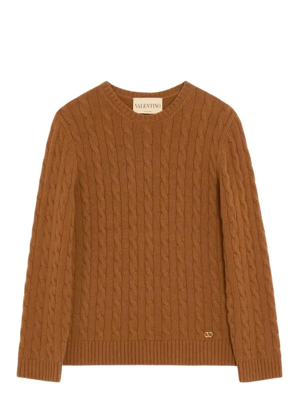 Valentino Garavani Cashmere Cable Knit Sweater - Brown
