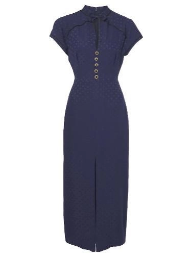 Alessandra Rich Silk Jacquard Star Motif Midi Dress - Blue