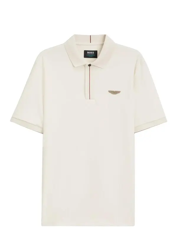Hugo Boss Zip-fastening Regular-fit Polo Shirt - Natural Color