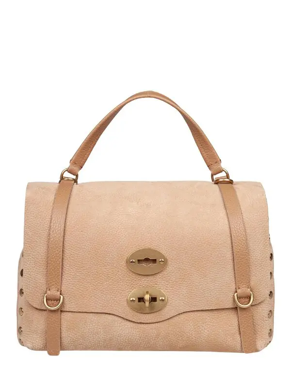 ZANELLATO Flap Shoulder Bag With Turn Lock And Rivet Embellishments - Beige