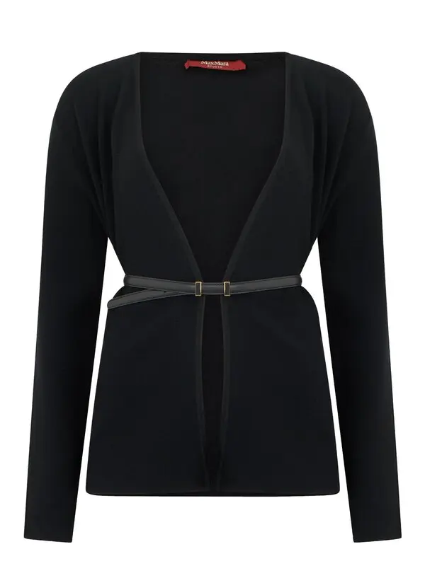Max Mara Long-sleeve Knit Top With Adjustable Belt - Black