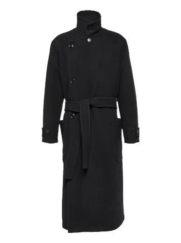 LEMAIRE Double-faced Wool High-neck Coat - Black